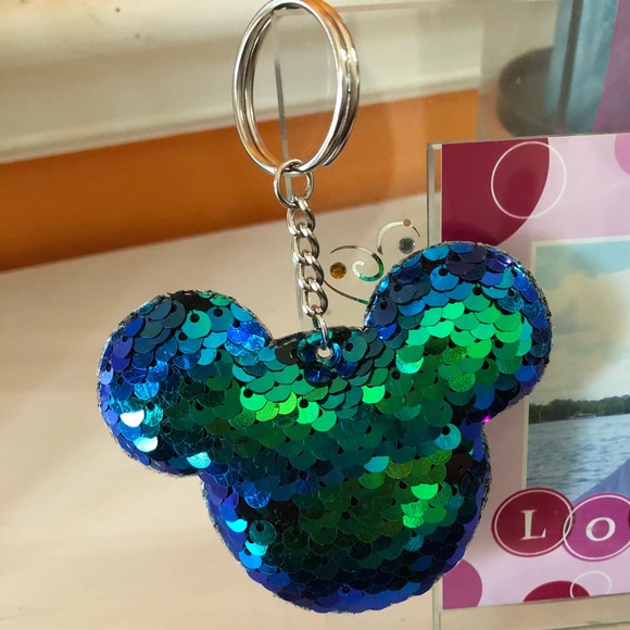 Accessories | Disney Mickey Ears Mermaid Sequin Keychain | Poshmark